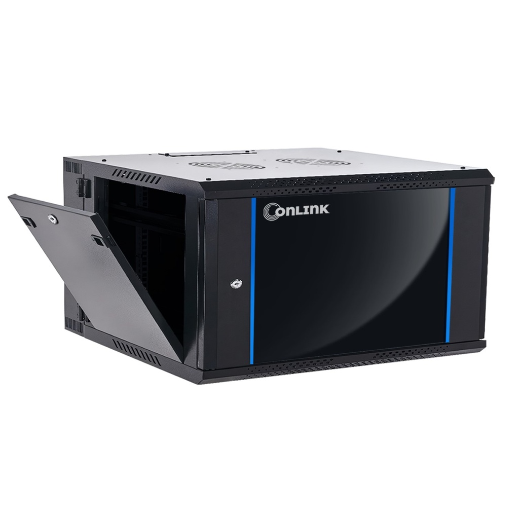 Rack de Pared Cerrado Abatible 4U 600x550x280mm con Puerta de Vidrio ...